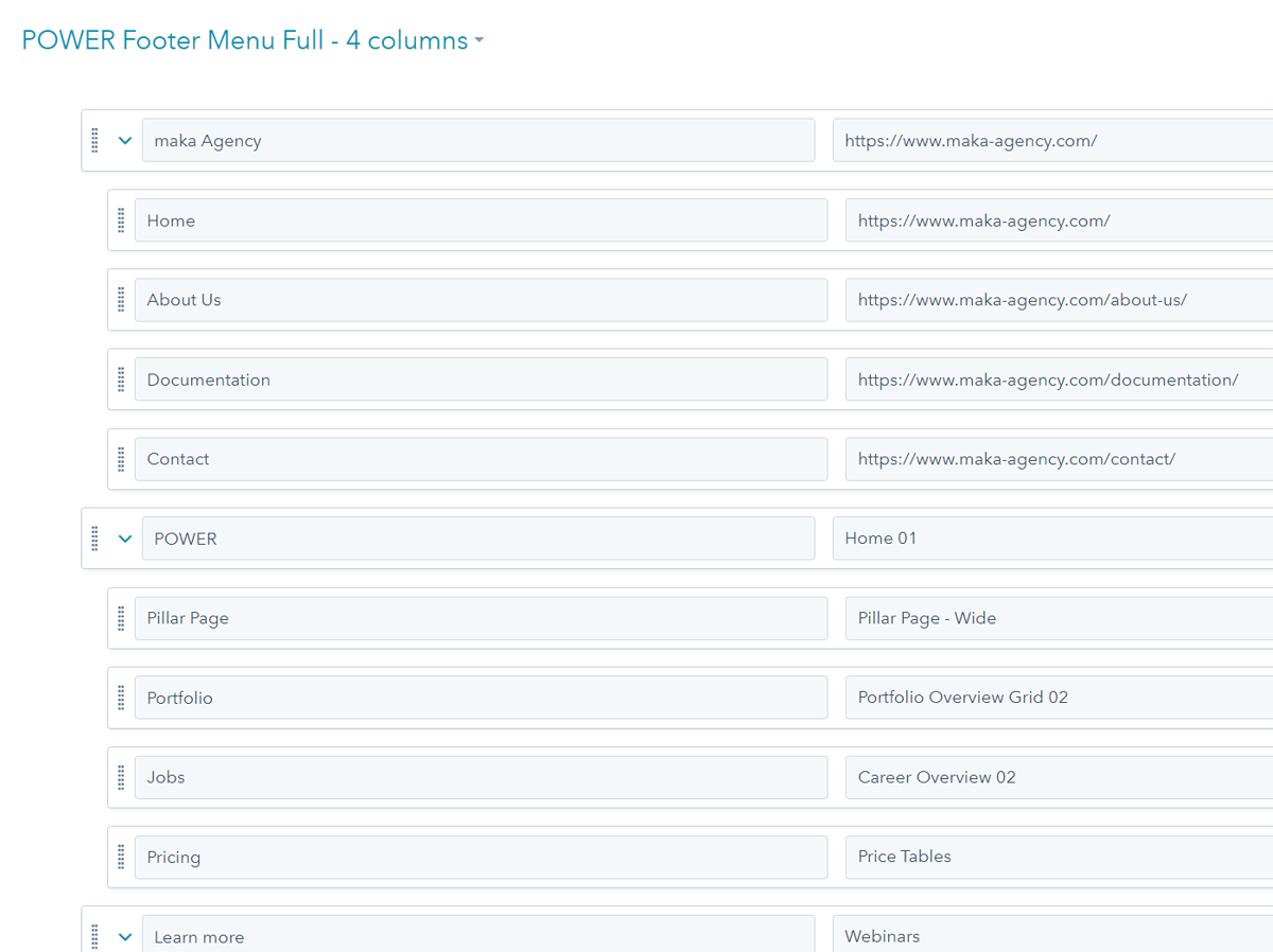 How to create columns in the Footer?