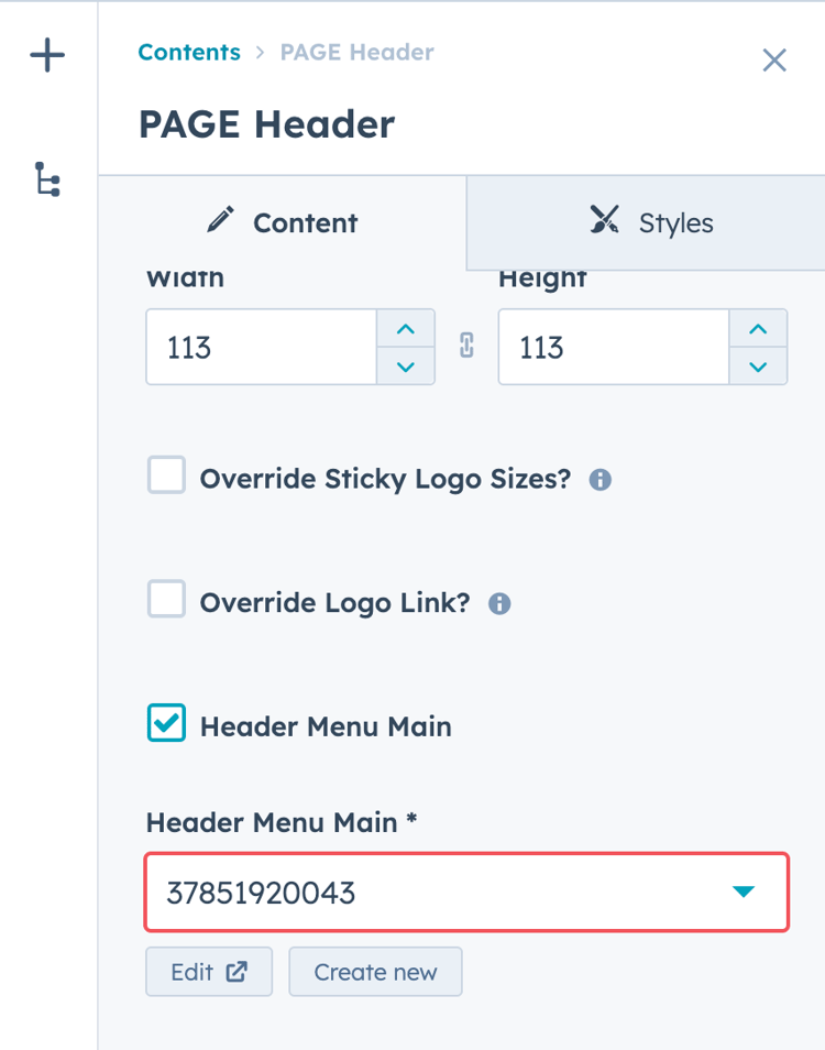 How do I replace the default menu in the header?