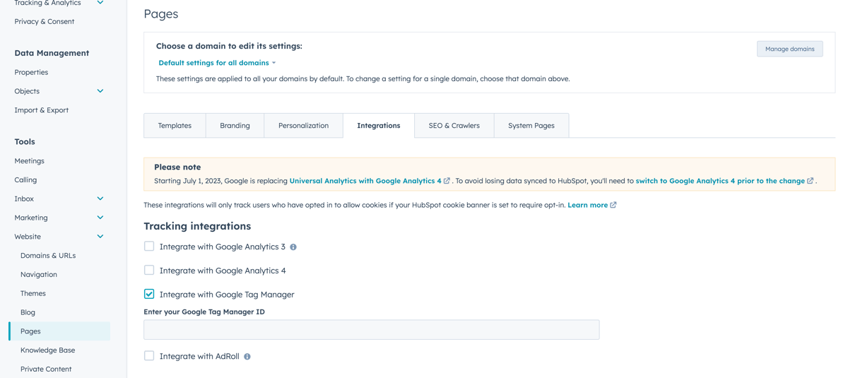 How do I add Google Tag Manager to my HubSpot website?