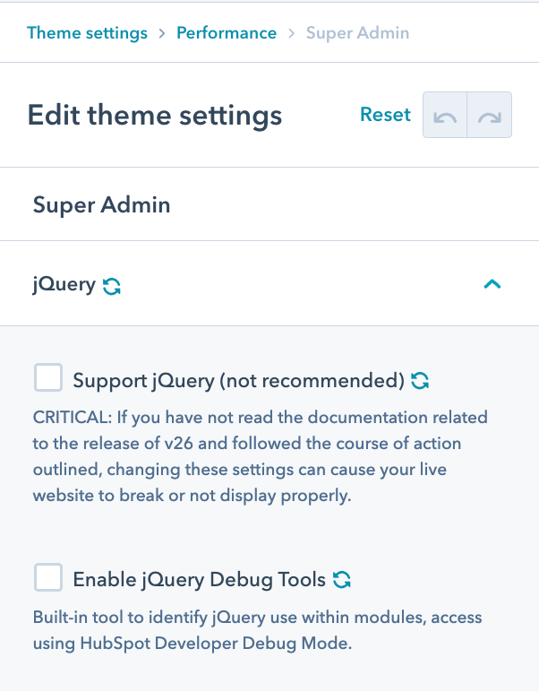 How do I remove jQuery Support?