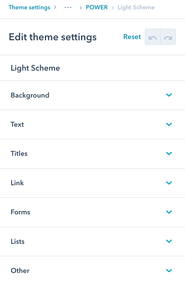 Colors Theme Settings | POWER Theme by maka Agency