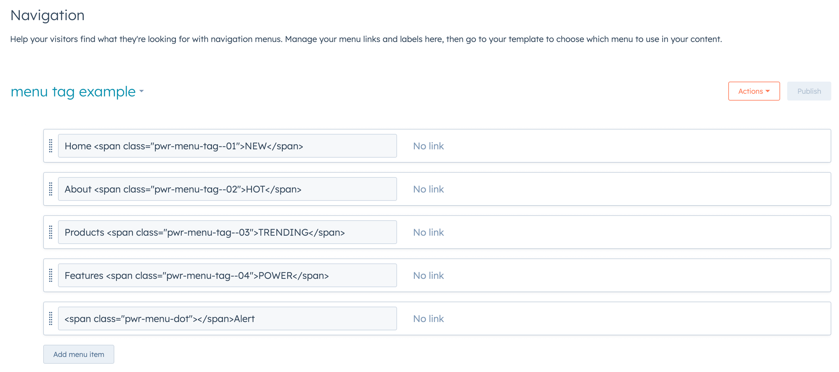 Add Tags and Pulsing Dot to Menu | POWER Theme by maka Agency