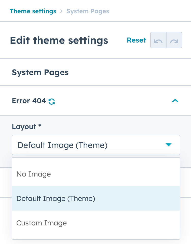 System Pages - Theme Settings